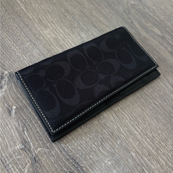 Coach | Bags | Vintage Coach Signature Black Jaquard Checkbook Case ...